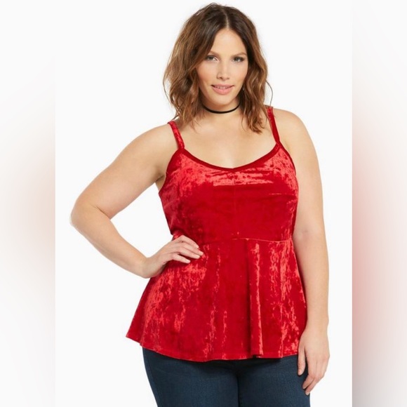 torrid | Tops | Torrid Velvet Red Peplum Tank Top | Poshmark